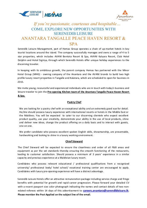 Pastry Chef & Chief Steward