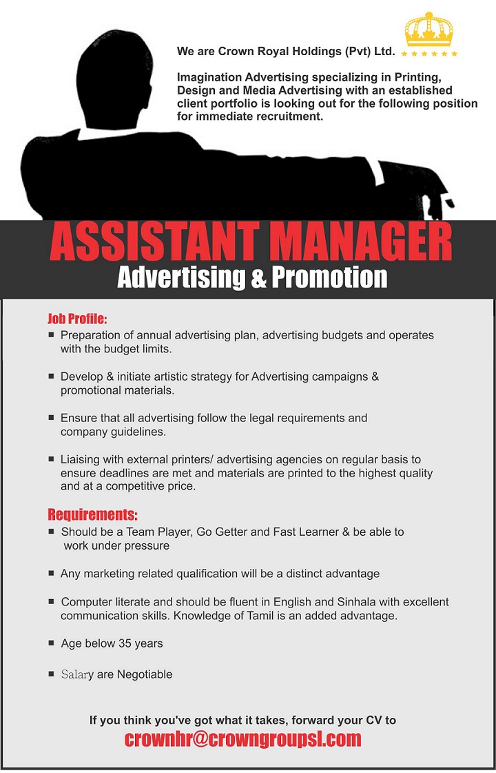 Assistant Manager Advertising Promotion 