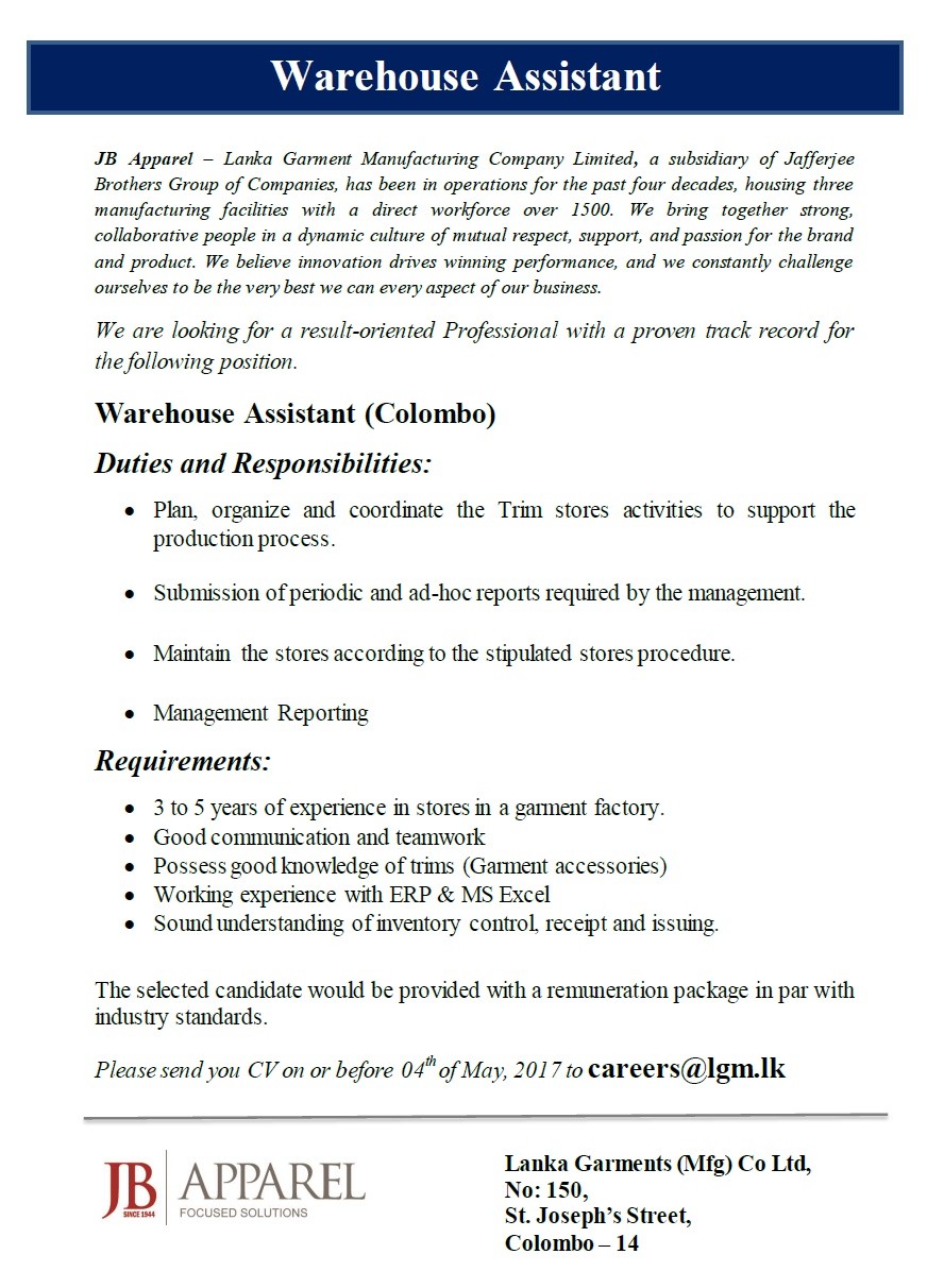 Warehouse Assistant